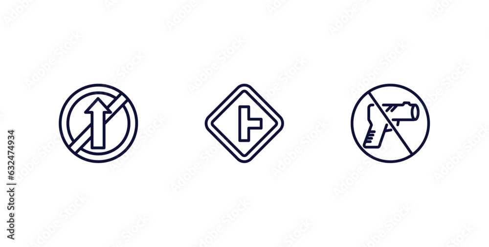 set of traffic signs thin line icons. traffic signs outline icons ...