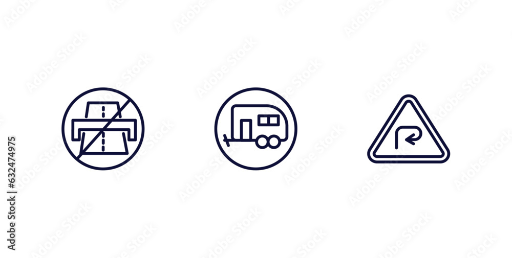 set of traffic signs thin line icons. traffic signs outline icons ...