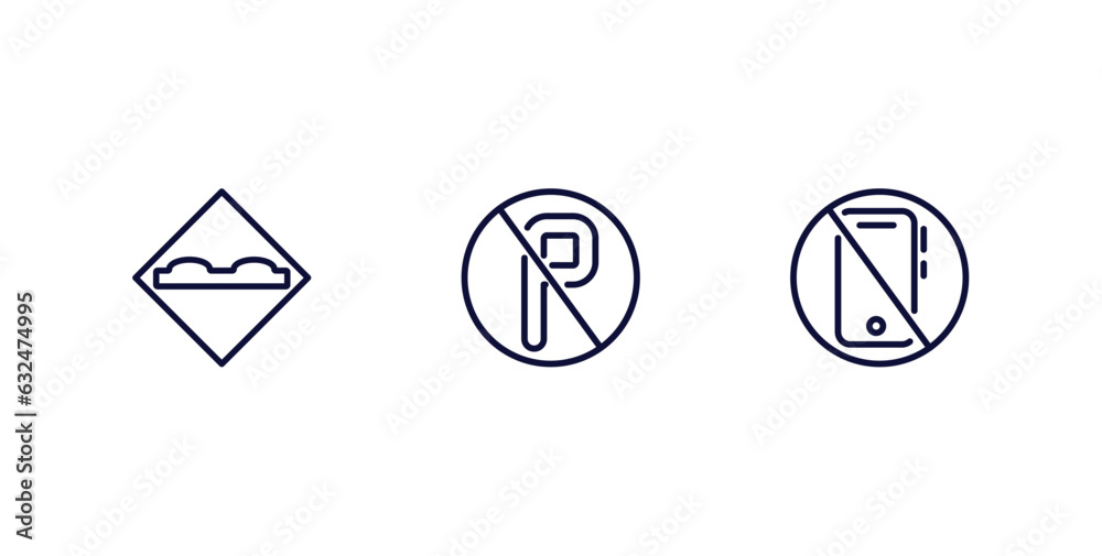 set of traffic signs thin line icons. traffic signs outline icons ...