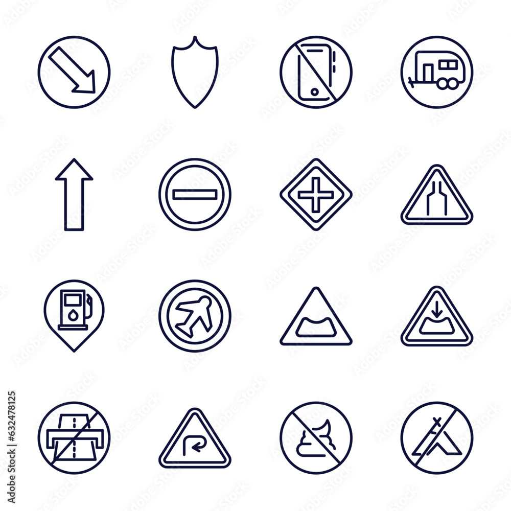 set of traffic signs thin line icons. traffic signs outline icons such ...