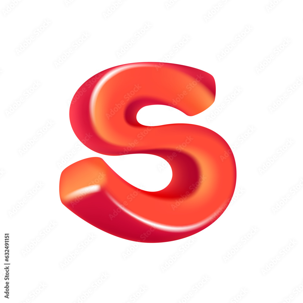 Letter S logo 3D render in cartoon cubic style. Cubic vector ...