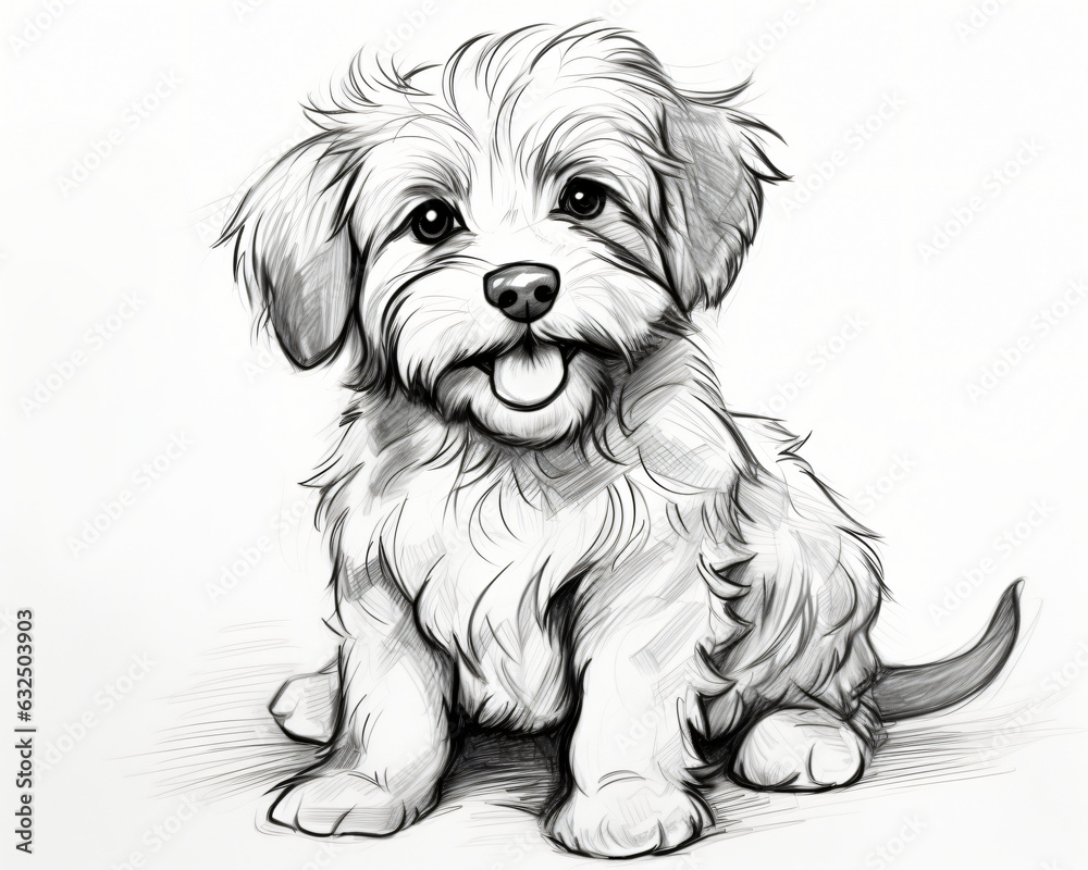 A delightful printable black-and-white page of a dog for kids. Stock ...