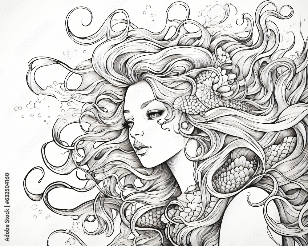 A delightful printable black-and-white coloring page of a woman for ...