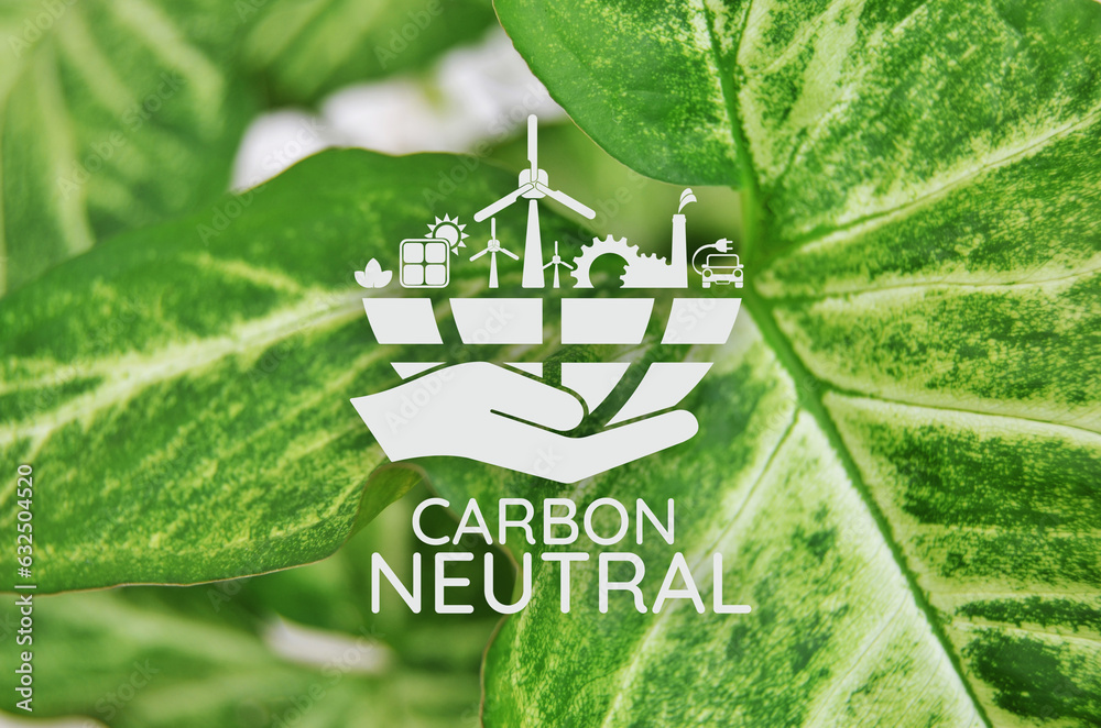 reducing CO2 emissions to stop climate change. green energy background ...