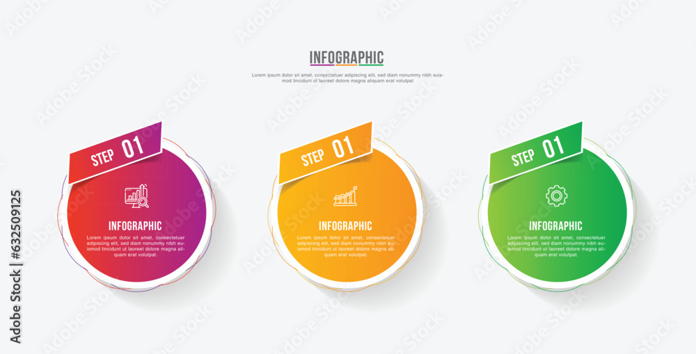 Vector infographic design template with 3 options or steps. Can be used ...