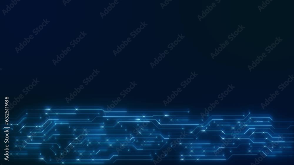 Circuit Board Copy Space, Dark Animation Computer, Data, Technology, Artificial Intelligence ...