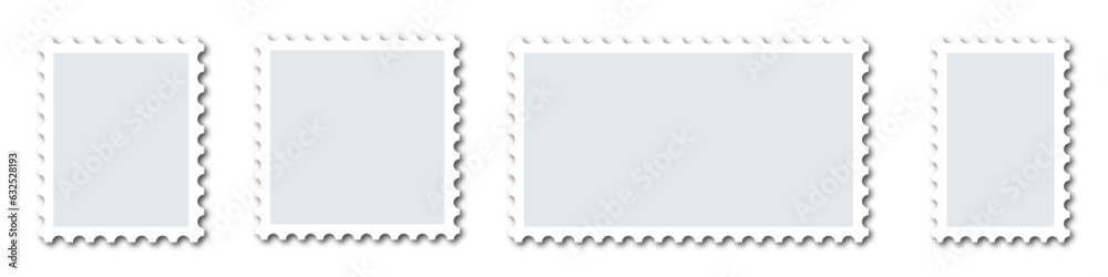 Set of postage stamp mockup blank isolated on transparent background ...