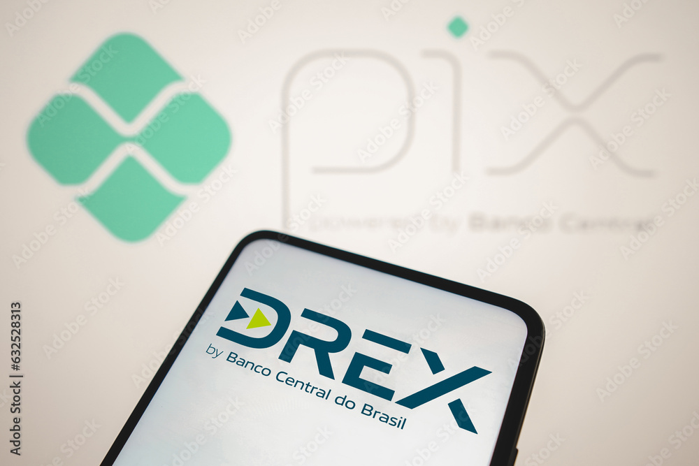 August 8, 2023, Brazil. The Drex logo seen displayed on a smartphone ...