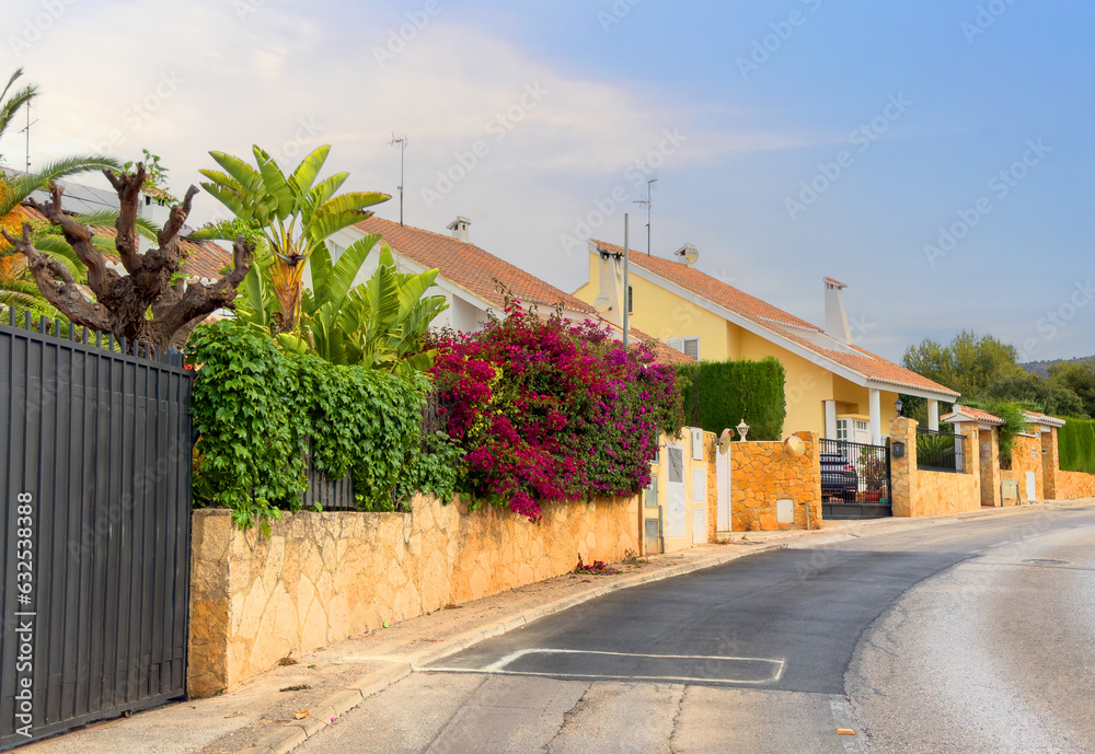 Villa with Garden in Los Monasterios. Fence at a suburb house. Design ...
