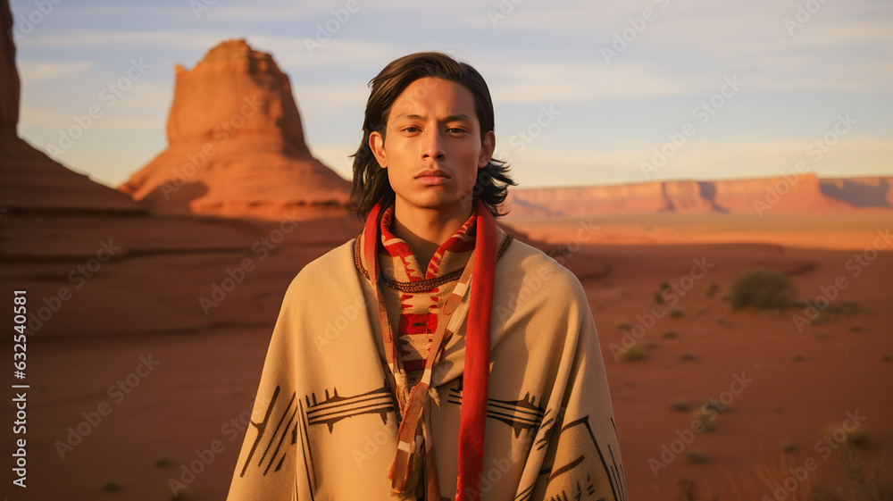 Portrait of a teenage male from the Navajo tribe in the US. Man in his ...