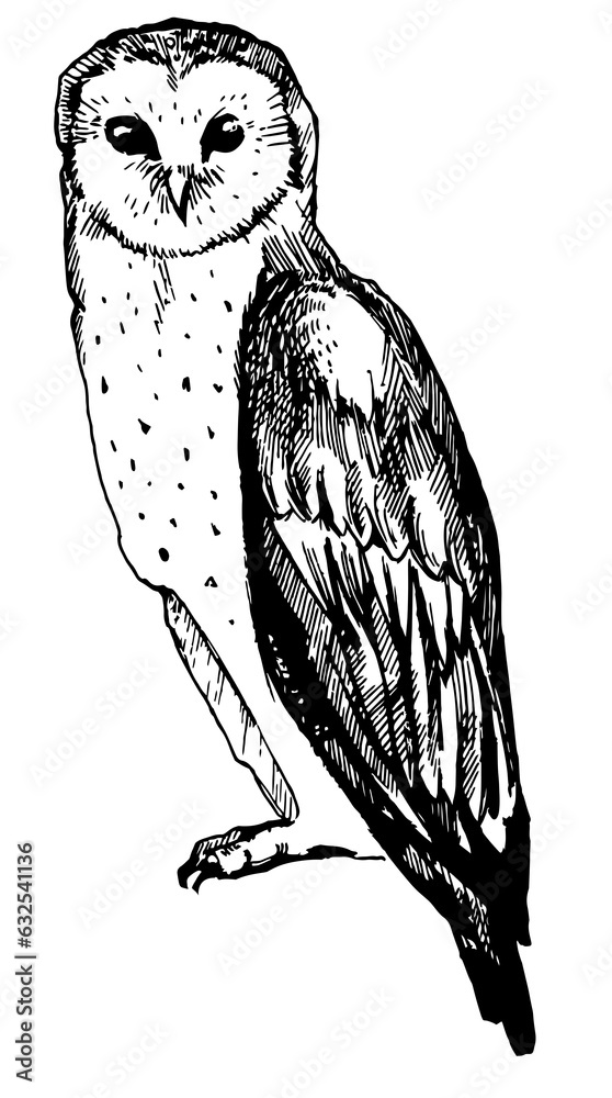 Set lineart drawing clipart bird owl graphic black on white contour ...