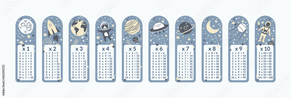 Vector set of bookmarks for children with space theme and ...