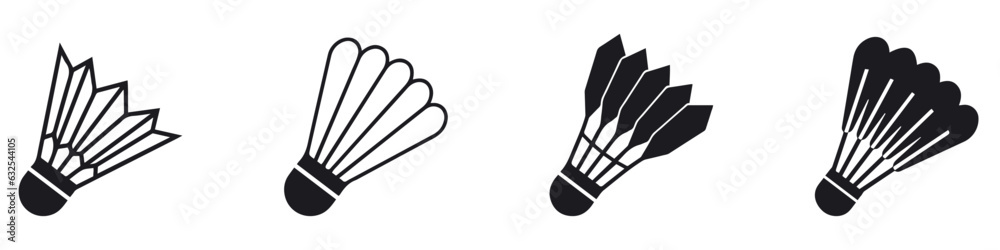 Vector badminton shuttlecock icon. Two-tone version on black and white ...