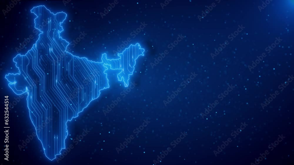 Digital India map Global Network Connections digital cyber technology ...