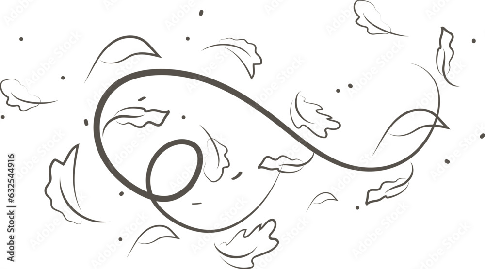 Wave flowing illustration with hand drawn doodle cartoon style.Outline ...