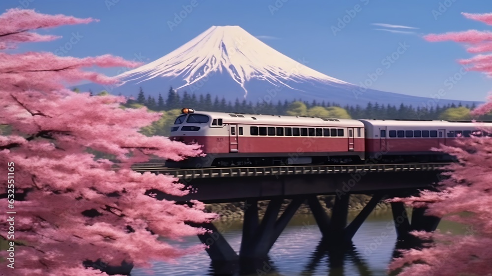 Generative AI : Japan landscape scenic view of JR Tohoku train with ...