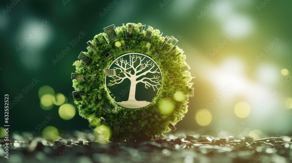 Circular economy icon on nature background in The concept circular ...
