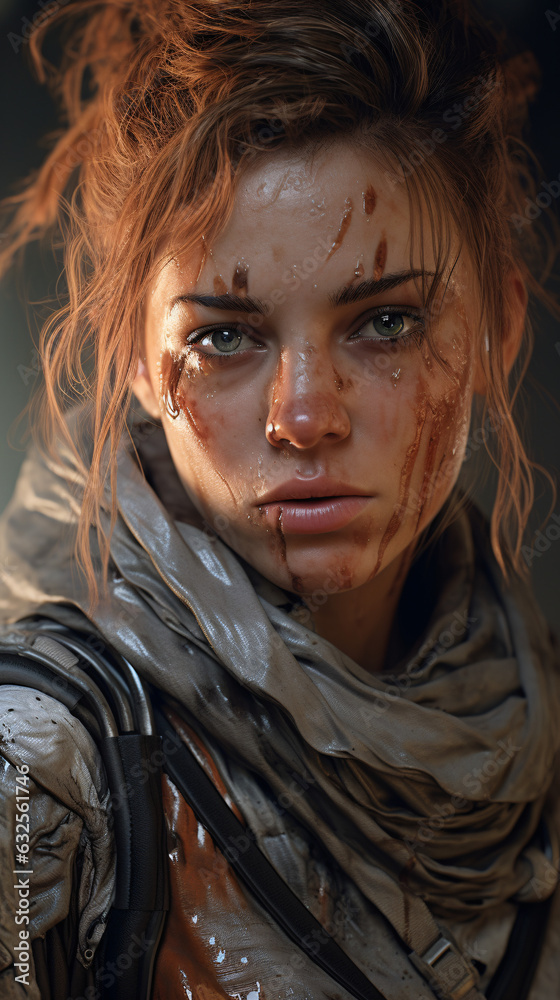 A compelling portrait of a courageous woman, radiating strength and ...