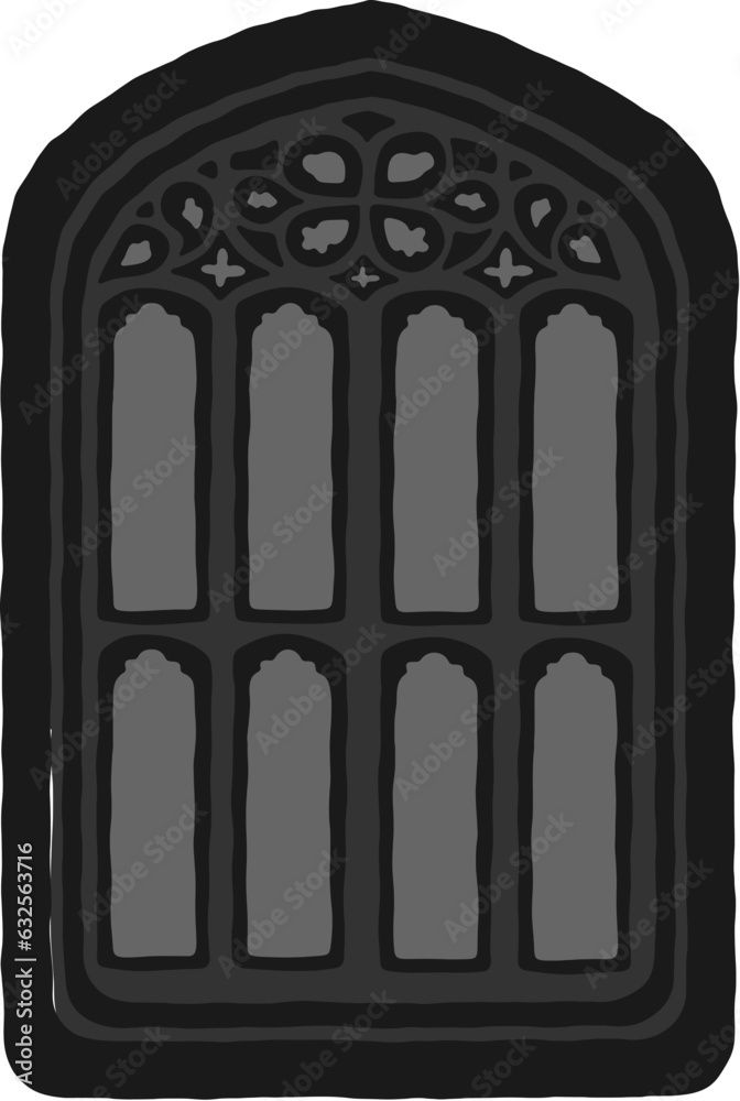 English perpendicular gothic window tracery with Tudor arch stylized ...