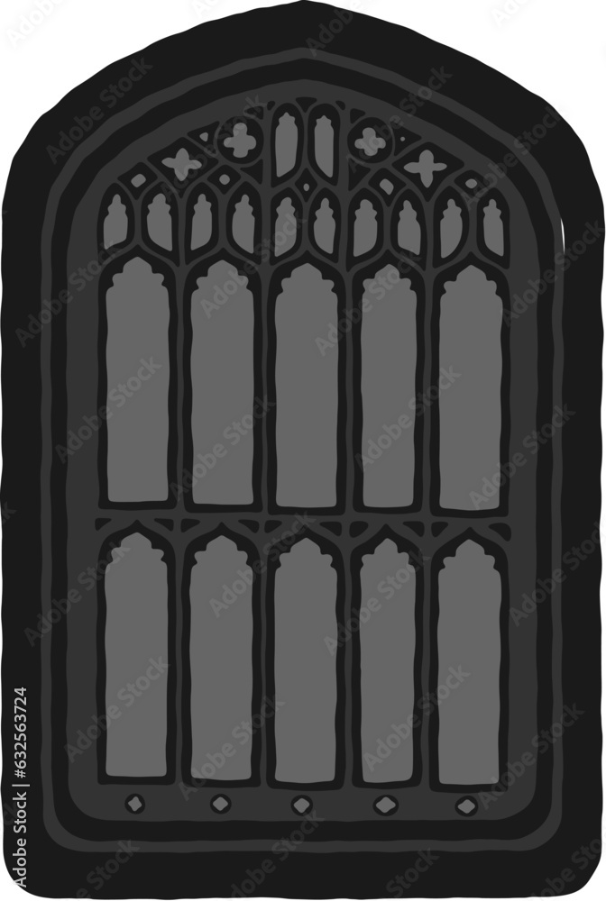 English perpendicular gothic window tracery with Tudor arch stylized ...