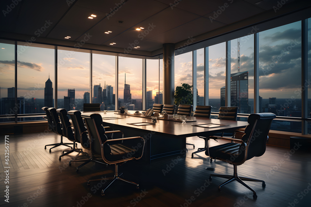 Executive Meeting. Conference Room in a High-Rise Office Tower Stock ...