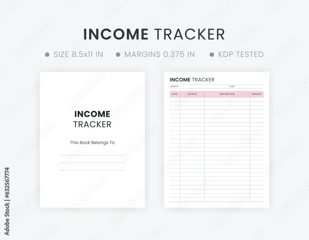 Income tracker template printable Stock Vector | Adobe Stock