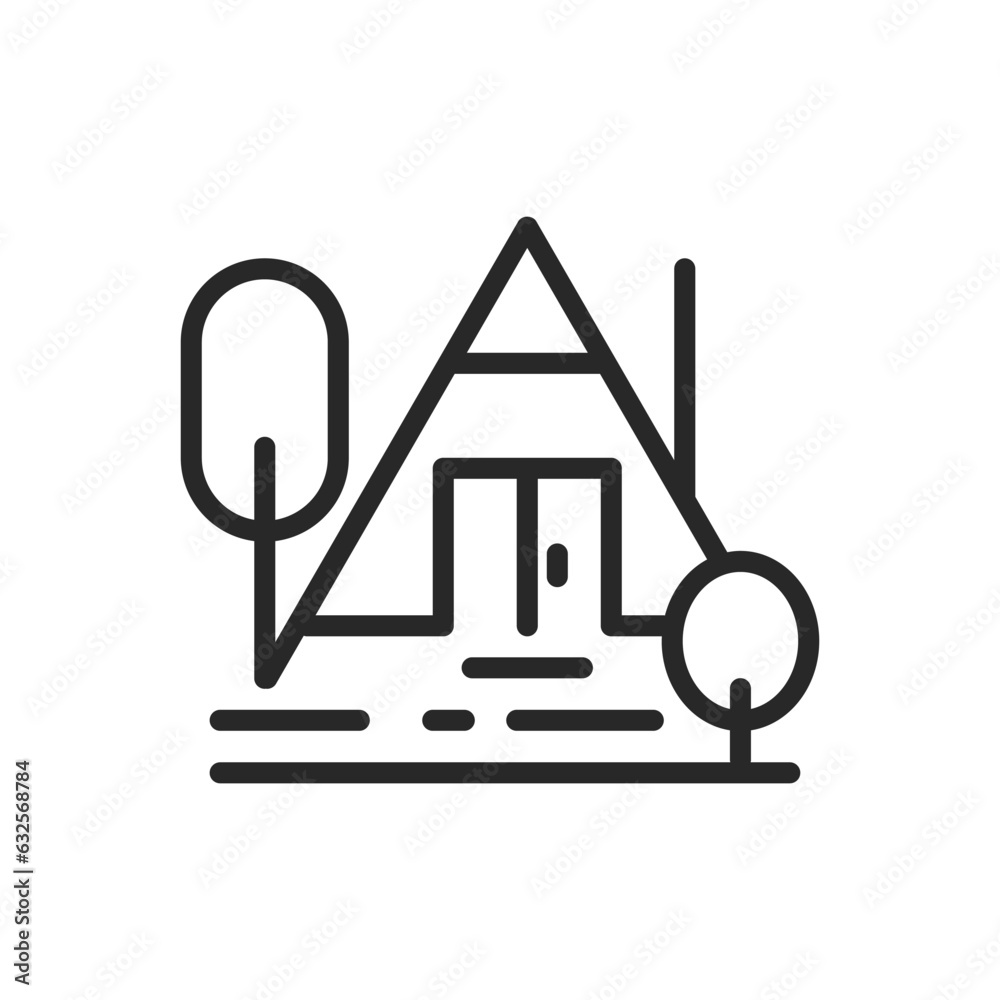 Glamping A Frame Icon. Vector Outline Editable Sign of Trendy ...