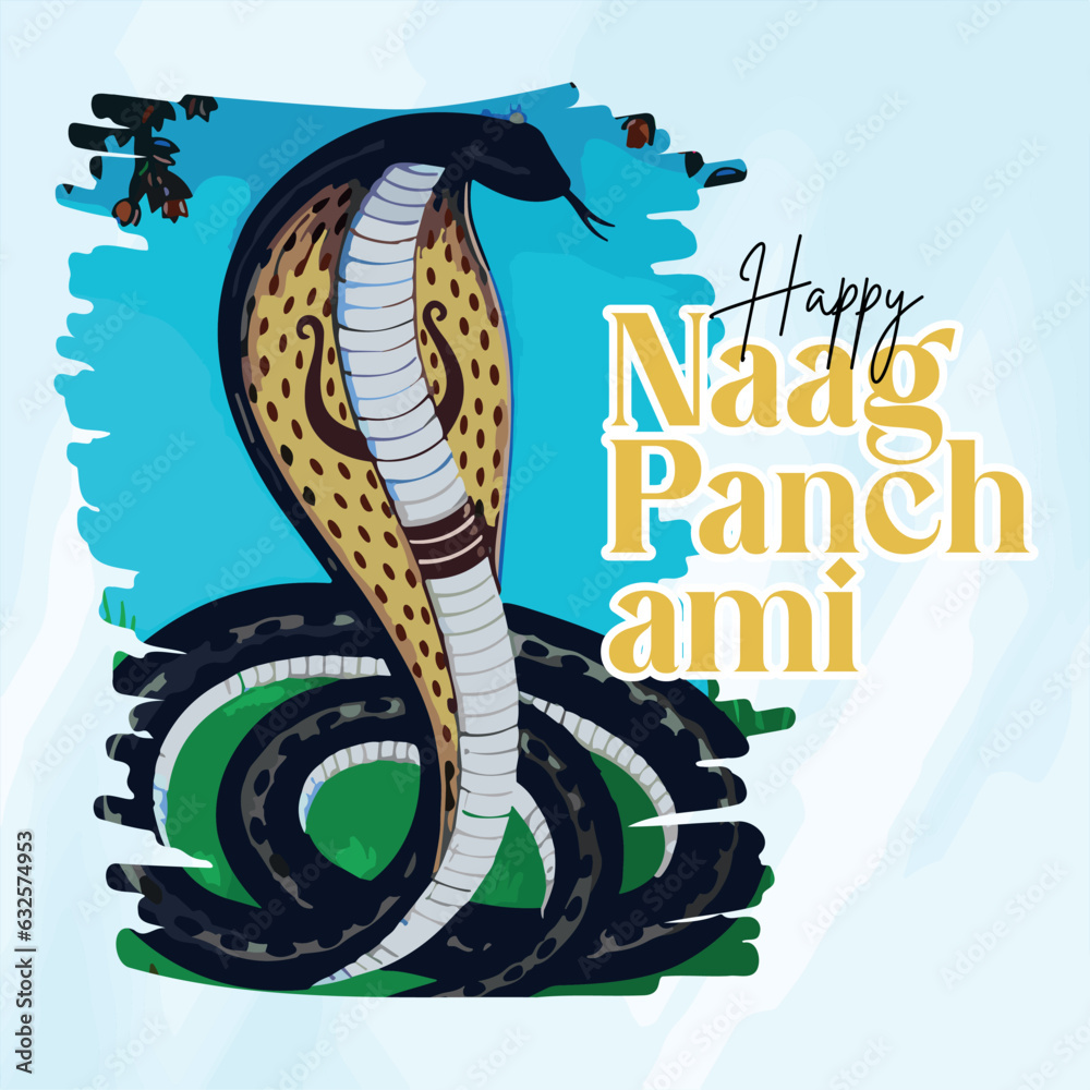 Happy nag panchami social media post template in Hindi calligraphy ...
