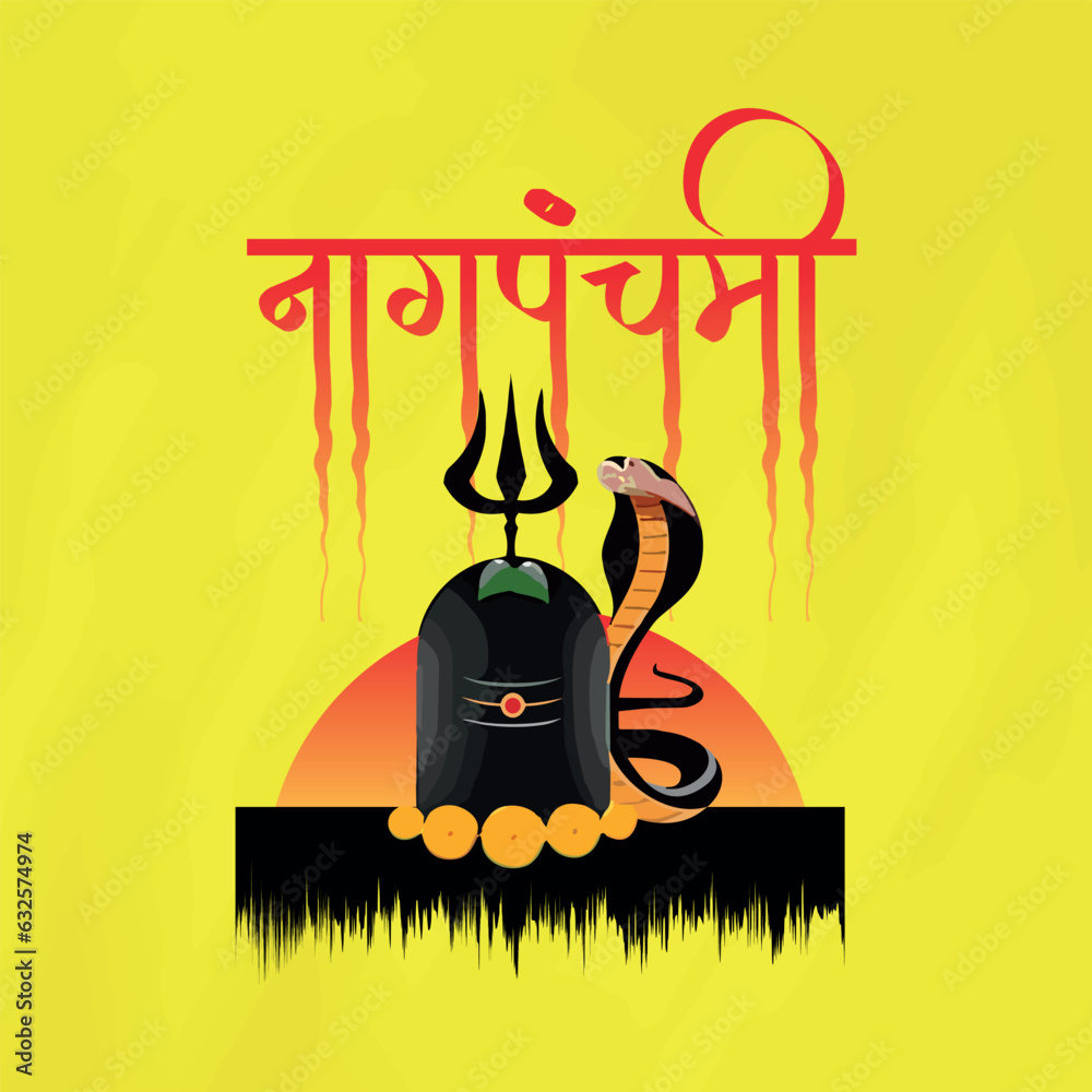 Happy nag panchami social media post template in Hindi calligraphy ...