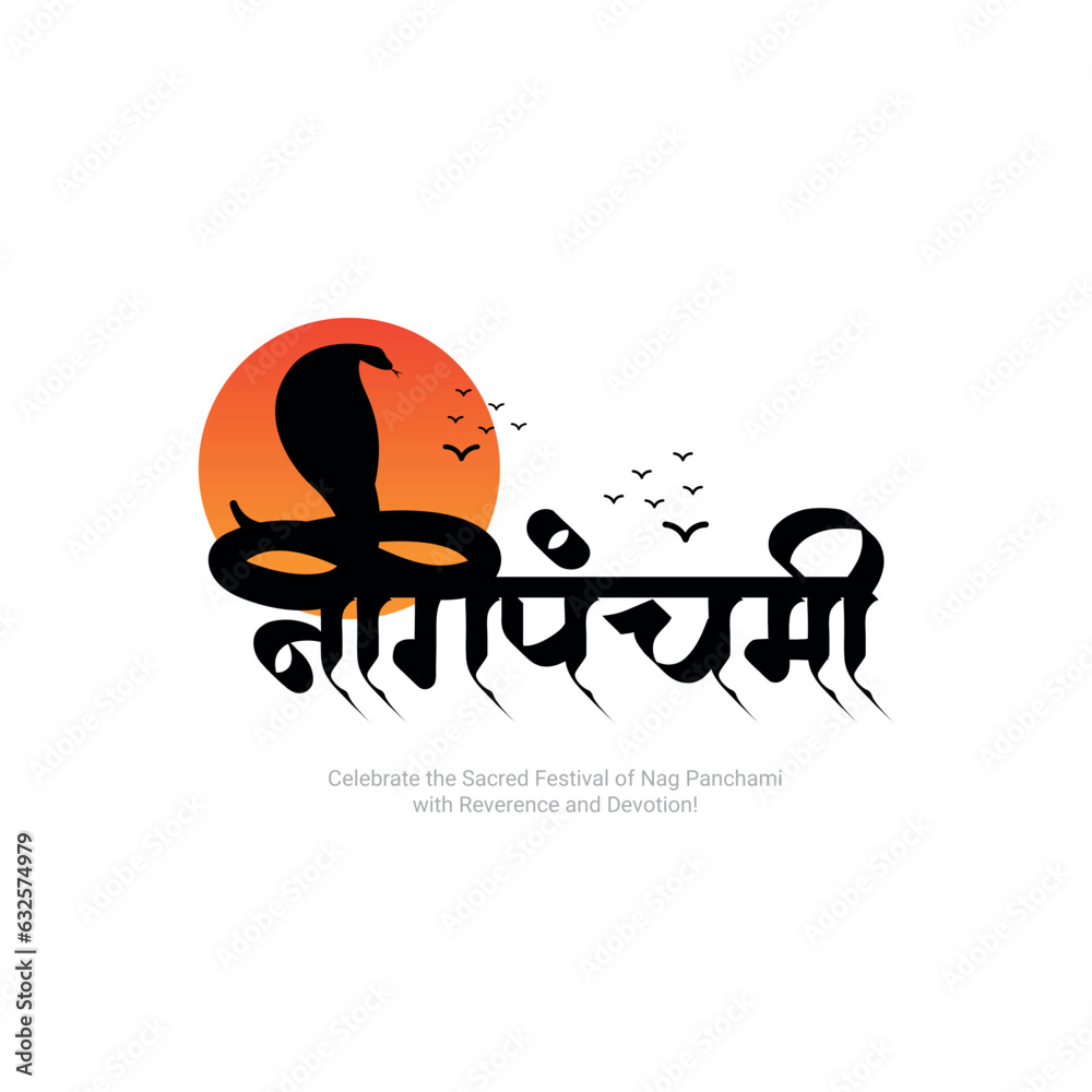 Happy nag panchami social media post template in Hindi calligraphy ...