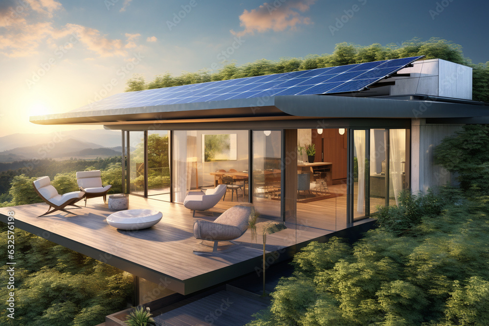 Create an immersive virtual reality tour of a solar-powered home, with ...