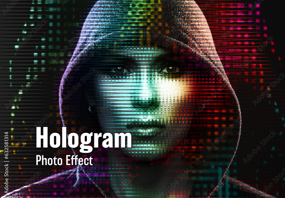 Hologram Photo Effect Stock Template | Adobe Stock