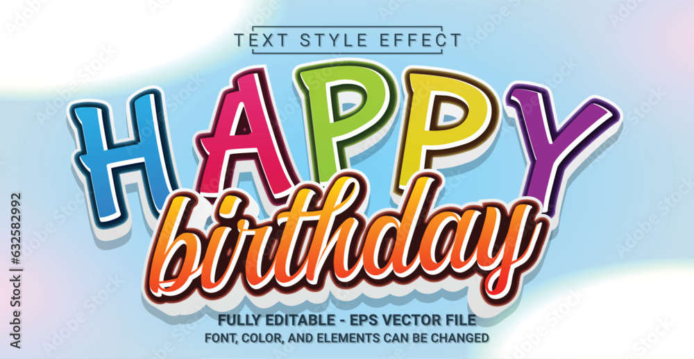 Happy Birthday Text Style Effect. Editable Graphic Text Template. Stock ...