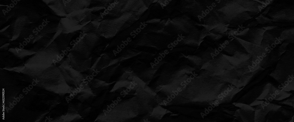 Black wrinkled paper texture, crumpled and folded black paper texture ...