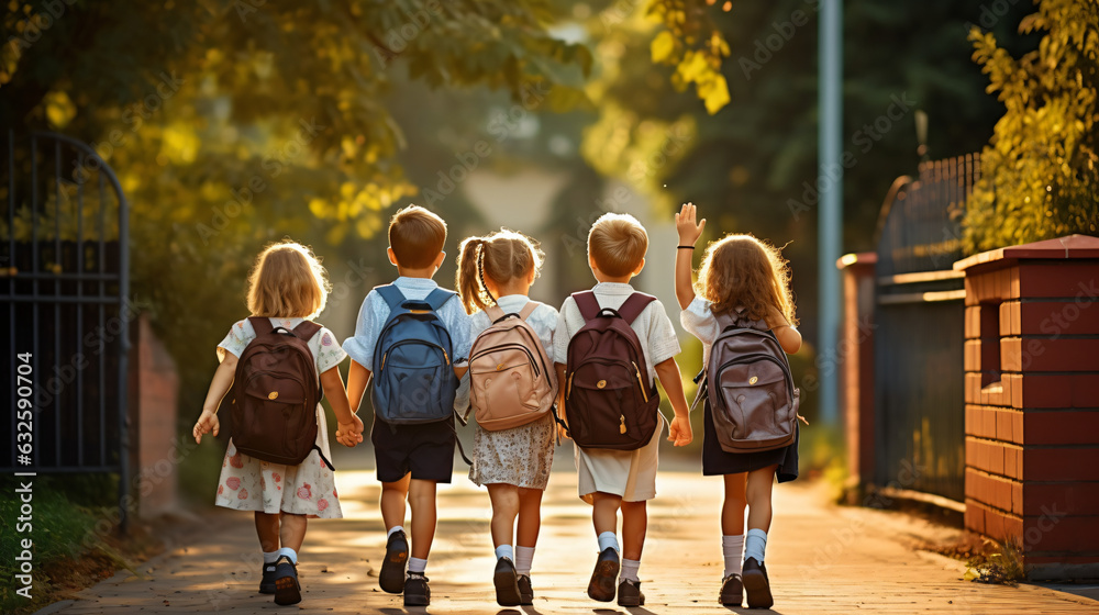 "Back to school. Joyful children prepared for elementary education ...