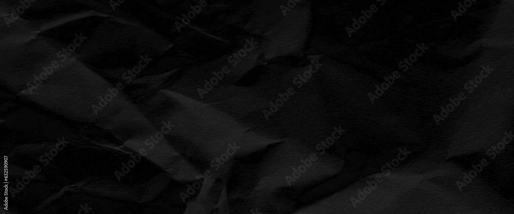 Black wrinkled paper texture, crumpled and folded black paper texture ...