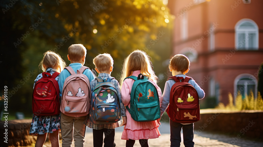 "Back to school. Joyful children prepared for elementary education ...