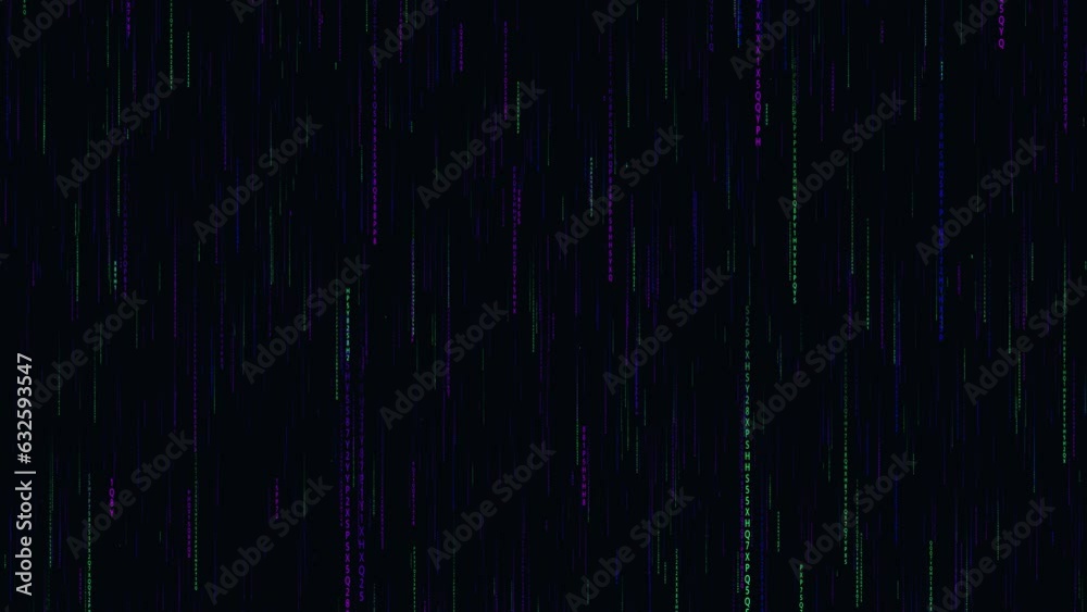 Matrix binary code rain animation Computer binary digital rain information flow technology ...