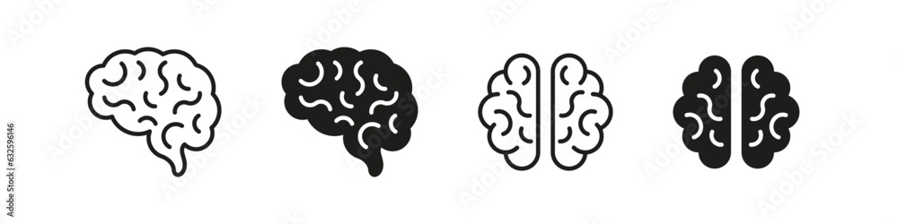 Brain icon. Idea sign. Intellect symbol. Mind sign vector set. Genius ...
