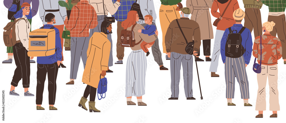 Vecteur Stock Big queue. Many multitude people. Vector illustration ...