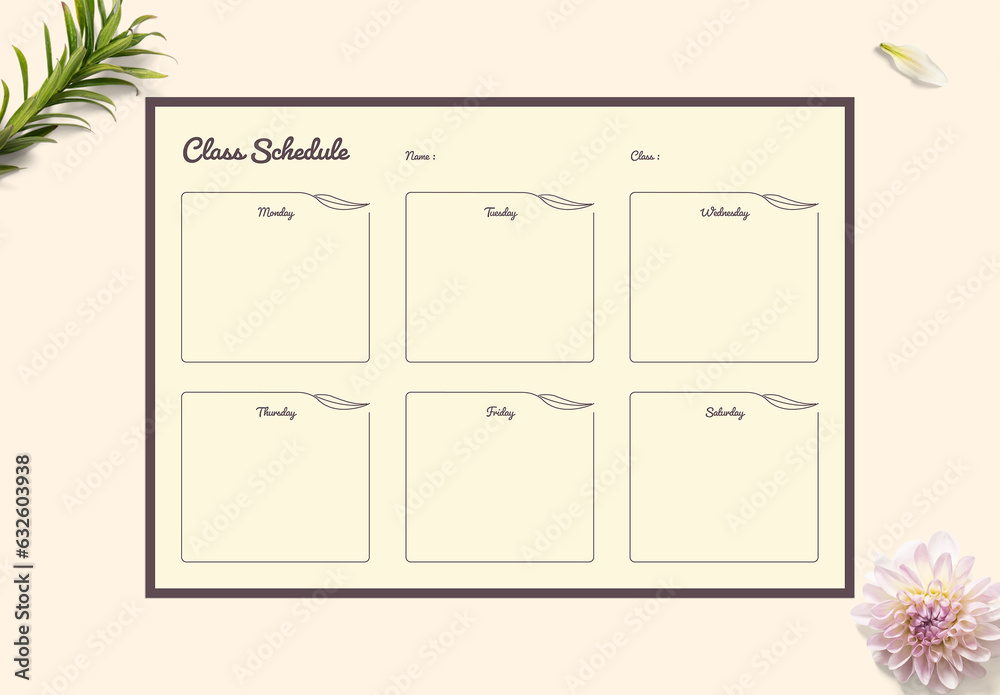 Class Schedule Layout Stock Template | Adobe Stock