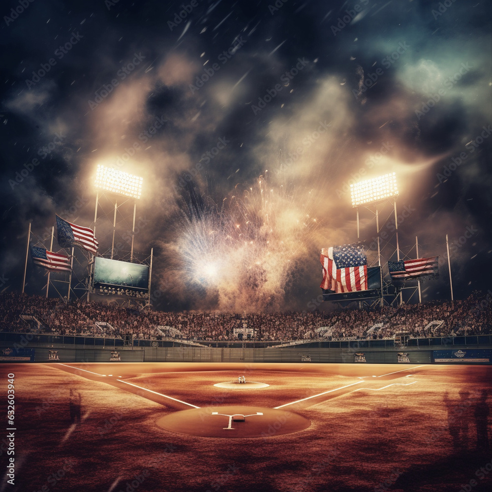 baseball stadium background american flag Stock Illustration | Adobe Stock