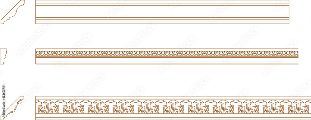 Vector sketch illustration of classic roman greek detailed cornices ...