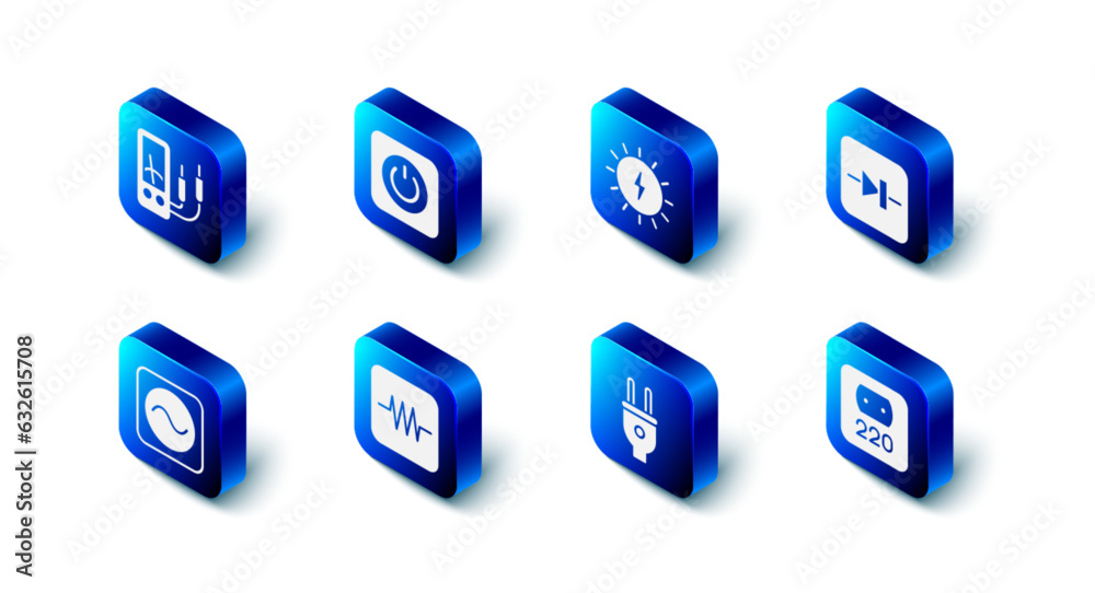 Set Power button, Solar energy panel, Diode in electronic circuit ...