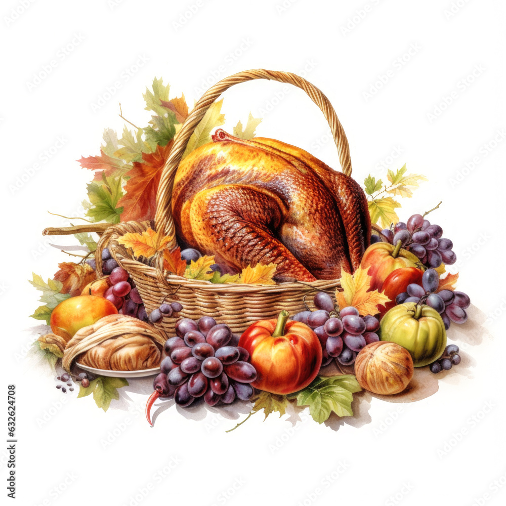 Roasted turkey clipart on white background Generative AI Stock ...