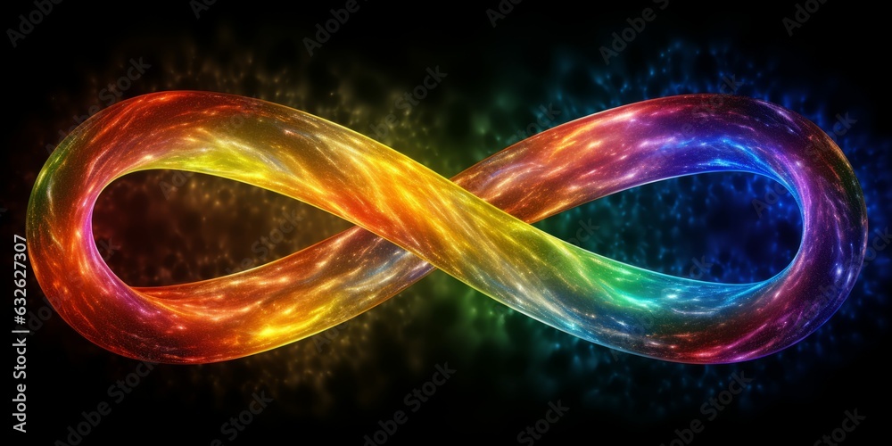 Dynamic Rainbow Infinity Sign made of Flowing Energy, Glowing Shining ...