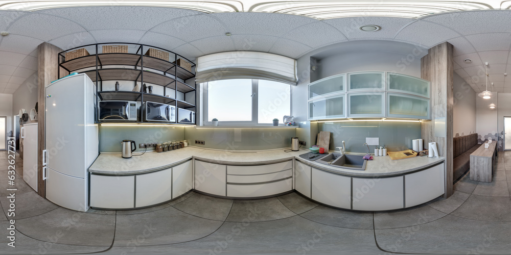 full seamless spherical hdri 360 panorama view in white interior of ...