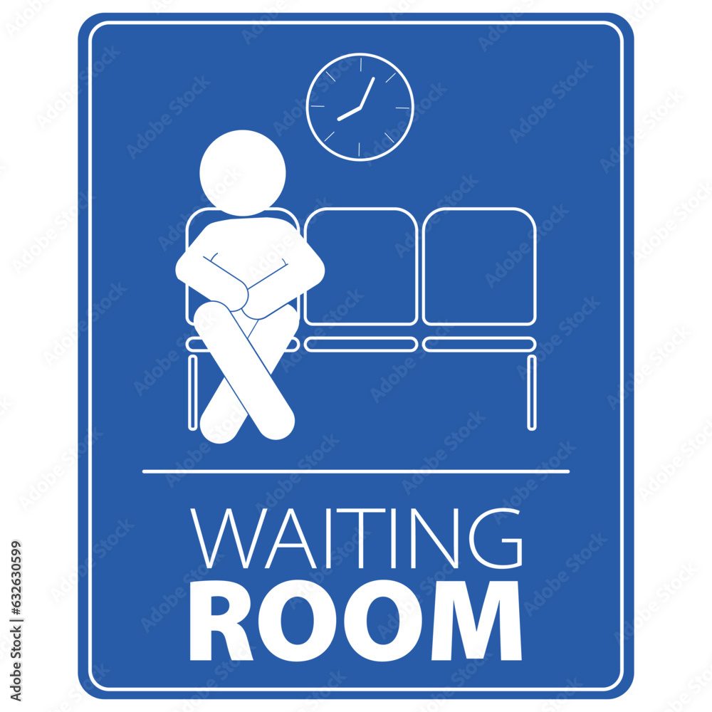 Vecteur Stock Printable label sicker design of Waiting Room Sign in ...