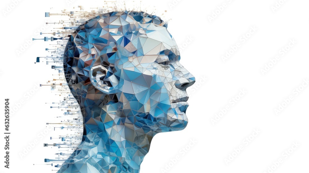 Abstract profile of a human head and consciousness with physical and ...