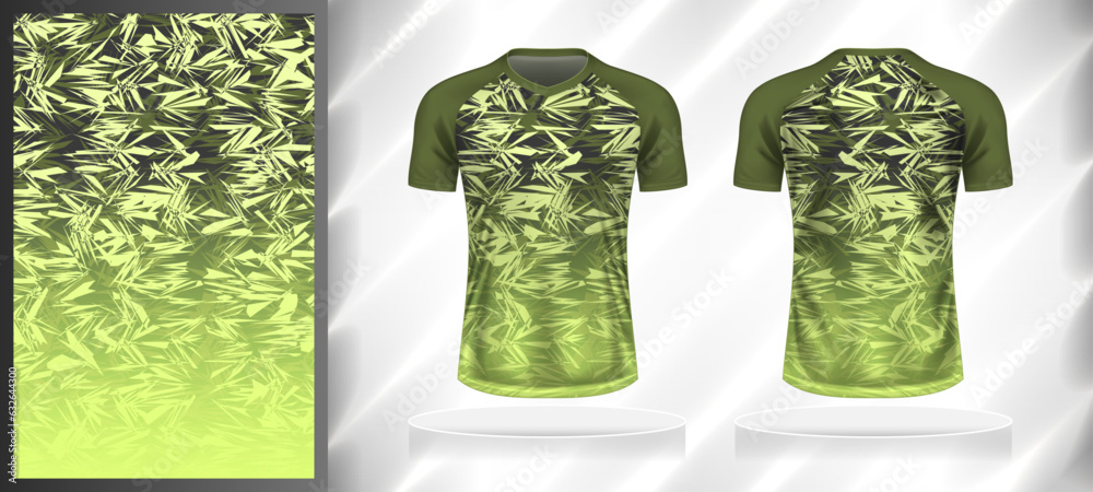 Vector sport pattern design template for V-neck T-shirt front and back ...